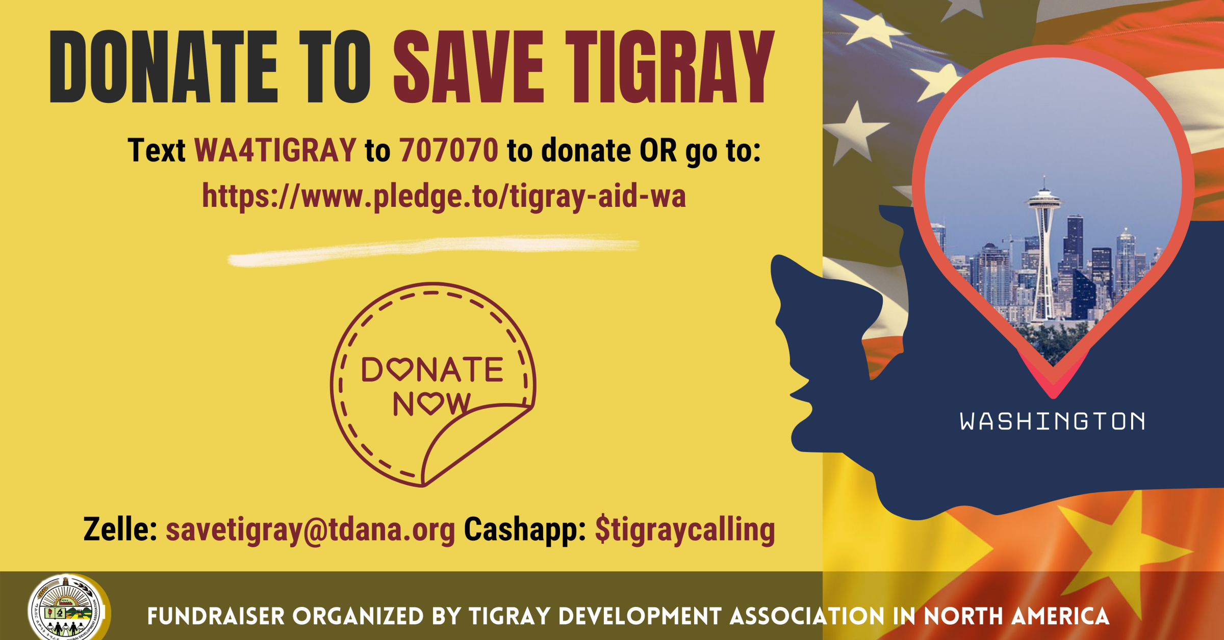 Washington State/Seattle Fundraising To Save Tigray - Pledge